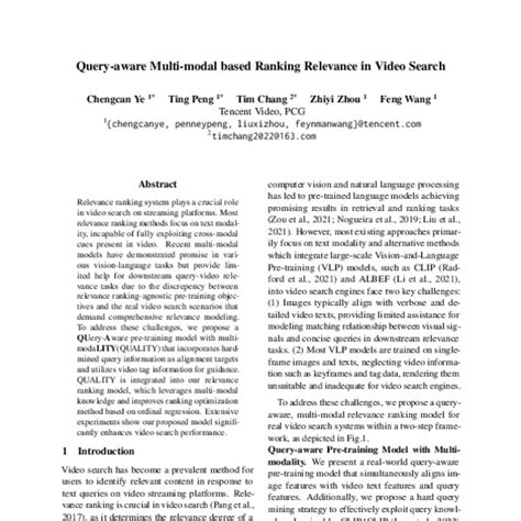 Query Aware Multi Modal Based Ranking Relevance In Video Search Acl Anthology