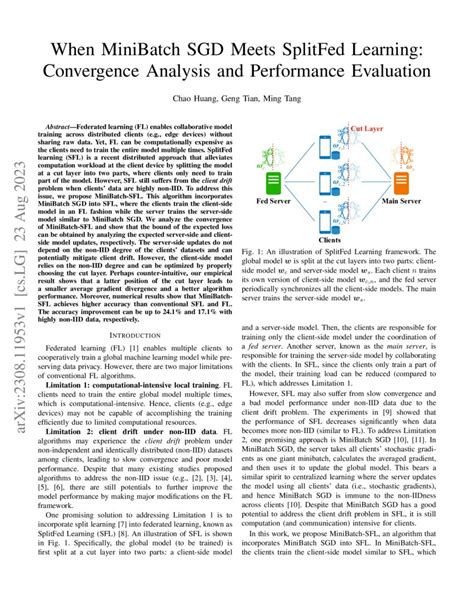 When Minibatch Sgd Meets Splitfed Learningconvergence Analysis And Performance Evaluation Deepai