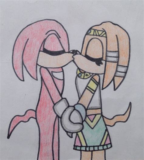 Knuckles And Tikal Kissing By Dragonpriness On Deviantart