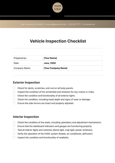 Free Vehicle Checklist Template To Edit Online