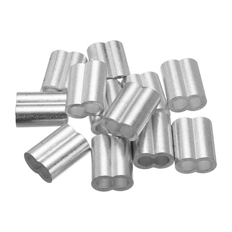Uxcell 5168mm Aluminum Crimping Loop Sleeve Double Hole Cable