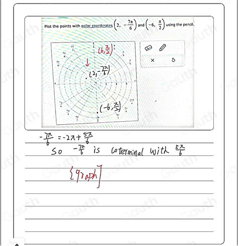Solved Plot The Points With Polar Coordinates 2 7π 6 And 6 π 2 Using The Pencil ×