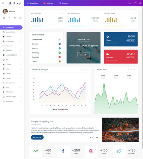 Pixel Bootstrap Admin Template With Bootstrap Admin Web App