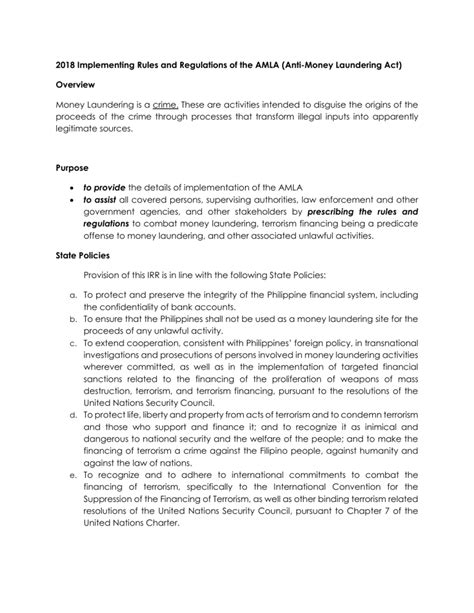 Amla Implementing Rules And Regulations 2018
