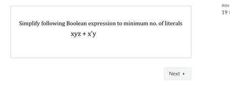 Solved Atte 19 Simplify Following Boolean Expression To