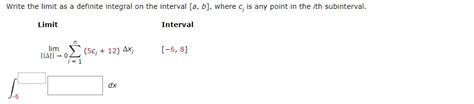 solved write the limit as a definite integral on the