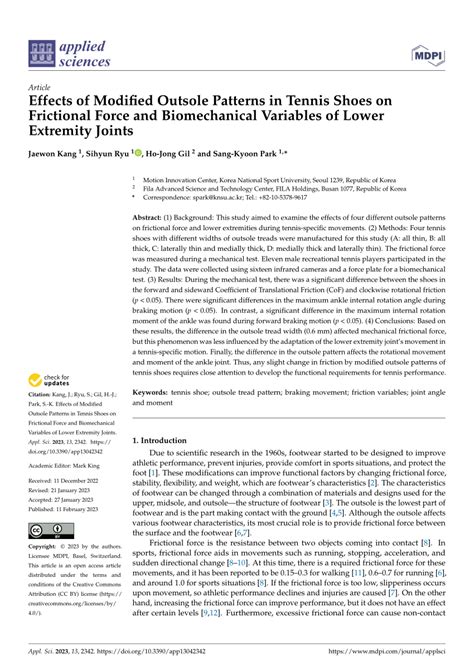 Pdf Effects Of Modified Outsole Patterns In Tennis Shoes On