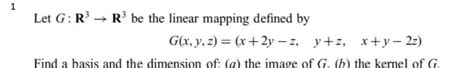 Solved Let G R3R3 Be The Linear Mapping Defined By Chegg Com
