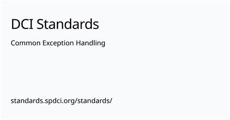 Common Exception Handling Dci Standards
