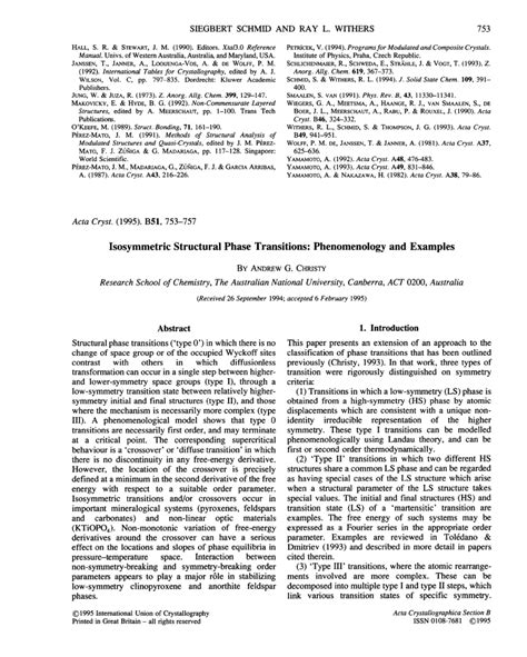 Pdf Isosymmetric Structural Phase Transitions Phenomenology And Examples