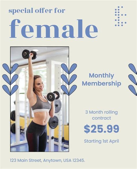Female Fitness Gym Membership Promotion Flyer Template