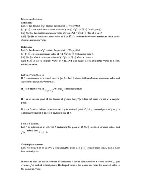 Chapter 4 Applications Of Differentiation Pdf Maxima And Minima