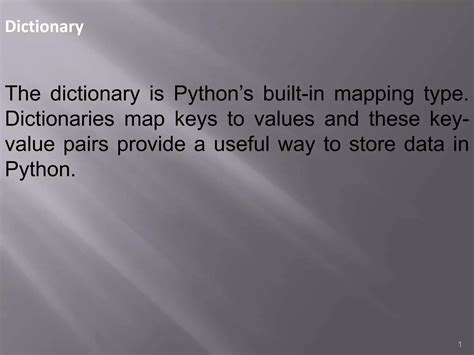 Dictionaries In Python PPT