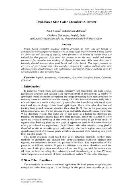 Pdf Pixel Based Skin Color Classifier A Review