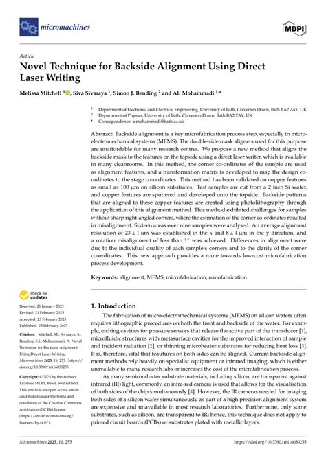Pdf Novel Technique For Backside Alignment Using Direct Laser Writing