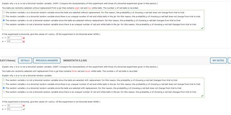 Solved Explain Why X Is Or Is Not A Binomial Random Chegg
