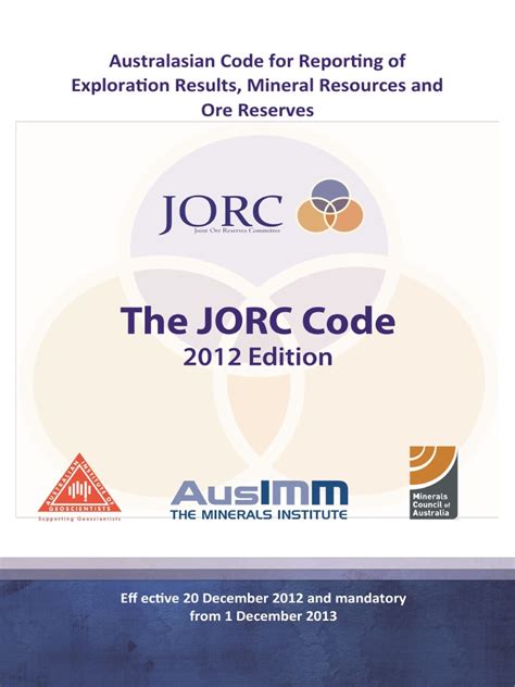 Jorc Code 2012 Pdf Mining Minerals