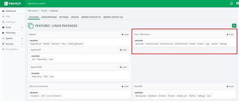 how to enable the email server on tinycp wp email manager