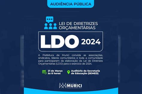 Prefeitura De Murici Convida População Para Audiência Pública Sobre A