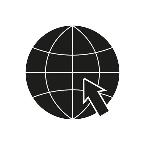 Premium Vector Go To Web Icon Internet Symbol Website Icon Black Globe With Arrow Cursor