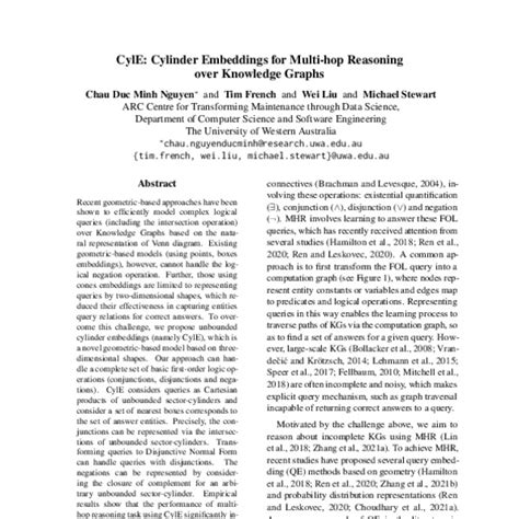 Cyle Cylinder Embeddings For Multi Hop Reasoning Over Knowledge Graphs