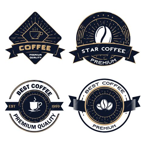 커피숍을 위한 네 가지 로고 프리미엄 벡터
