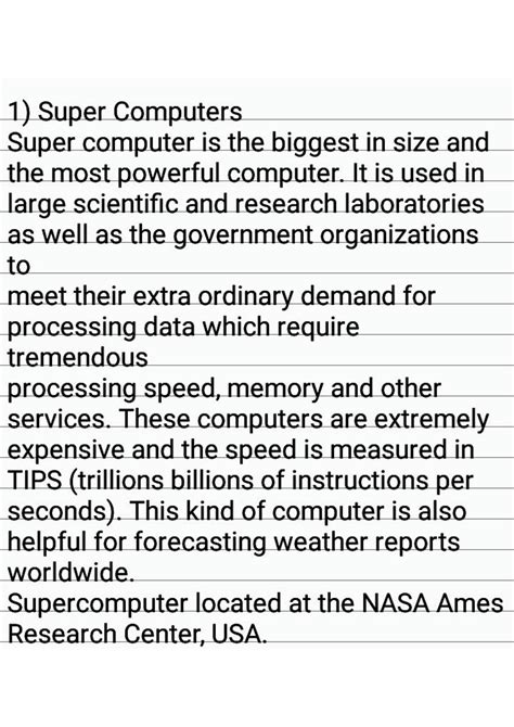 Solution Classification Of Digital Computer Super Computer Mainframe