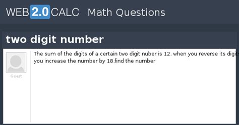 View Question Two Digit Number