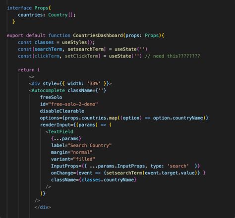 Reactjs Martial Ui Autocomplete Component Getting Populated But Onclick Isnt Filtering My