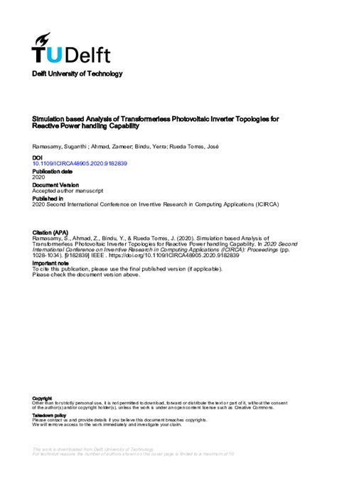 Pdf Simulation Based Analysis Of Transformerless Photovoltaic Inverter Topologies For Reactive