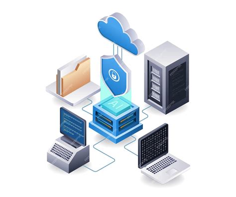 Premium Vector End Point Data Security Cloud Server Technology