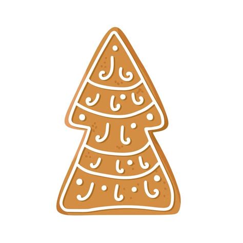 Premium Vector Christmas Gingerbread Cookie In Shape Of Fir Tree With Icing Isolated On White