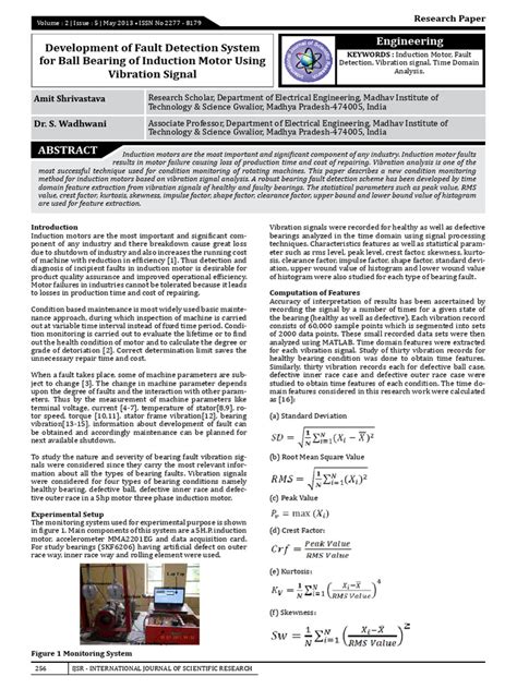 2013 Development Of Fault Detection System For Ball Bearing Of Induction Motor Using Vibration