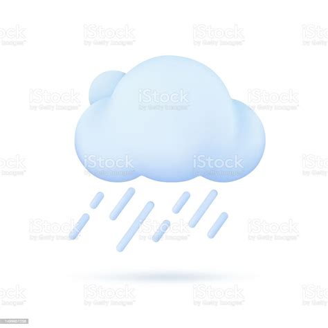 3d 일기 예보 아이콘은 강한 바람과 비가 내리는 장마철에 흰 구름입니다 0명에 대한 스톡 벡터 아트 및 기타 이미지 0명 3차원 형태 개념 Istock