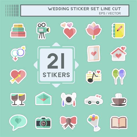Wedding Sticker Line Cut Set Suitable For Mobile Apps Symbol Simple Design Editable Design