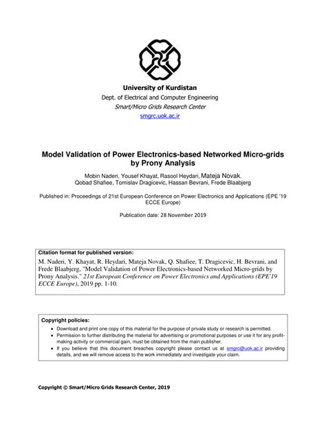 pdf model validation of power electronics based networked micro grids