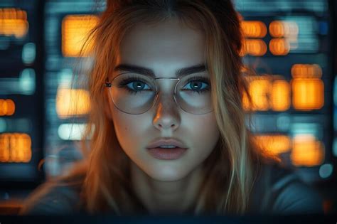 Ai Cyber Security Concept Female It Computer Specialist Analyzing
