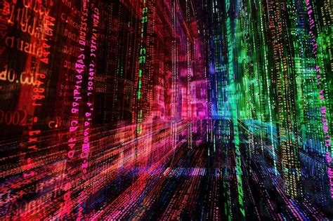 Colorful Code Lines On Black Background Displayed On Computer Screen Premium Ai Generated Image