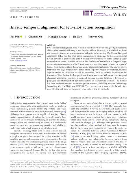 Pdf Elastic Temporal Alignment For Few‐shot Action Recognition