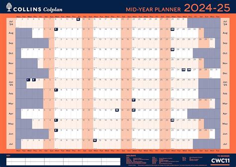 Collins Colplan Mid Year A1 Wall Planner Academic Year 2024 25 Large