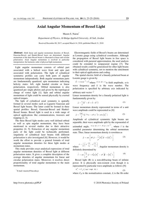 Pdf Axial Angular Momentum Of Bessel Light