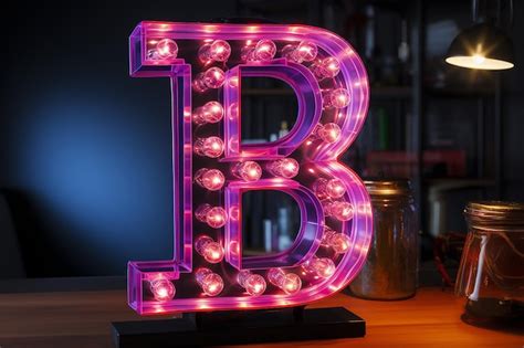 Premium Ai Image A Neon Letter B Is Lit Up With A Pink Neon Sign