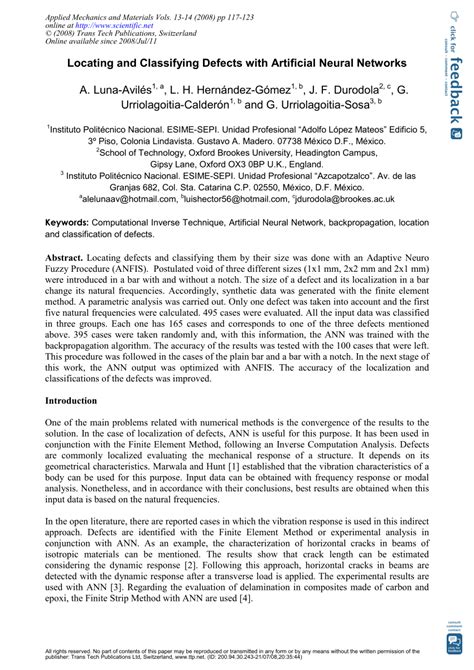 Pdf Locating And Classifying Defects Using An Hybrid Data Base