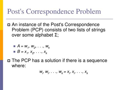 Ppt Posts Correspondence Problem Word Problem In Semi Thue Systems