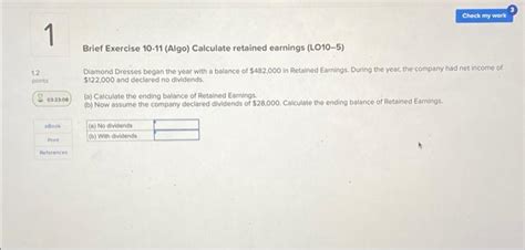 solved brief exercise 10 11 algo calculate retained
