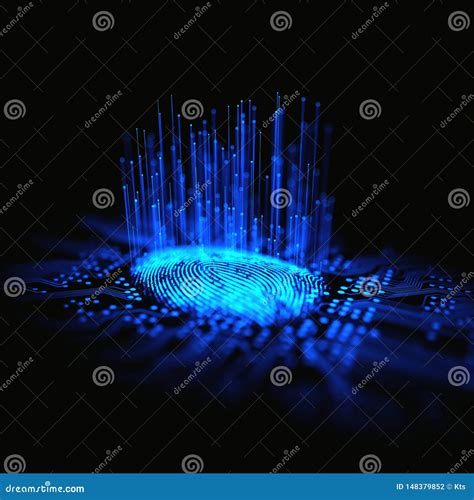 Fingerprint Binary Microchip Stock Illustration Illustration Of Scan