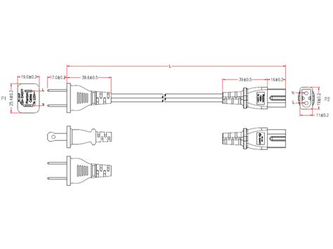 Nema 1 15p To Iec C7 Polarized Power Cable 18awg Spt 2