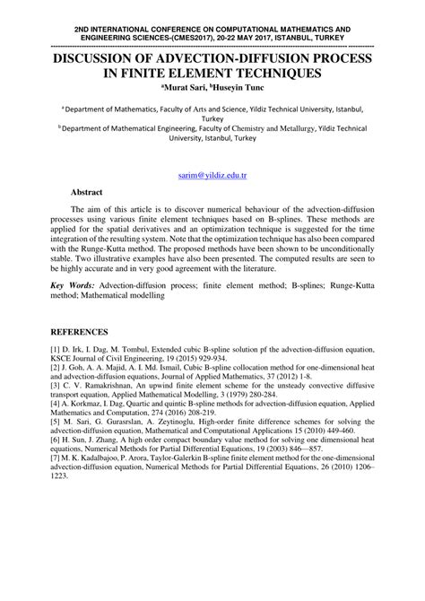 Pdf Discussion Of Advection Diffusion Process In Finite Element Techniques