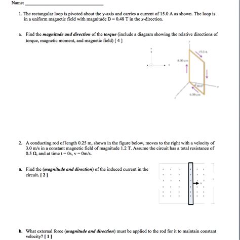 Solved Name The Rectangular Loop Is Pivoted About The Chegg