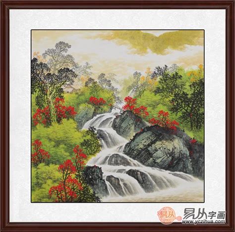 李嘉诚家的客厅的山水画 嘉诚山水画 现代客厅山水画 大山谷图库